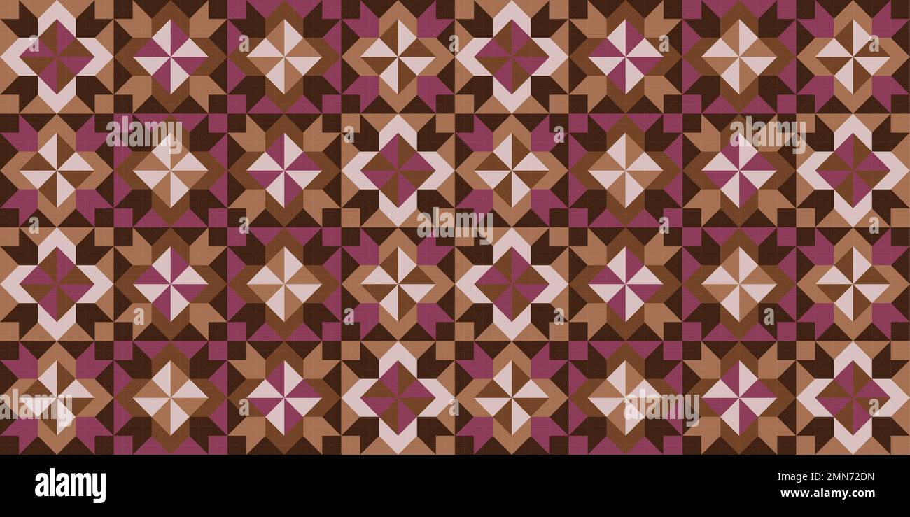 Abstract geometric barn quilt seamless pattern. Patchwork design. Vector illustration. Perfect ...