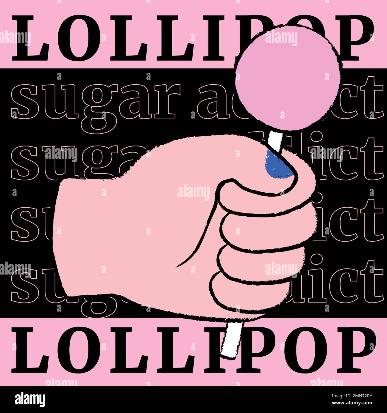 Pink lollipop Instagram post template, cute hand doodle vector Stock ...