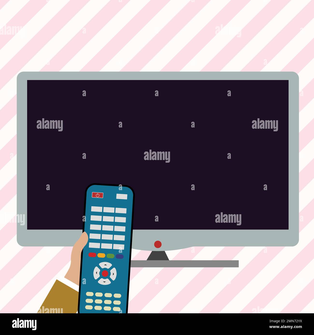 Illustration with TV and hand holding remote control. Important ...