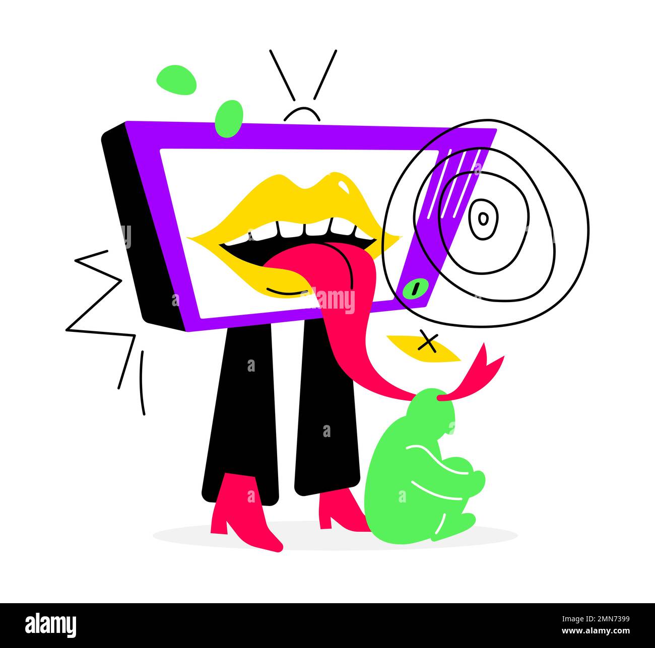 Television brainwashing - colorful flat design style illustration with ...