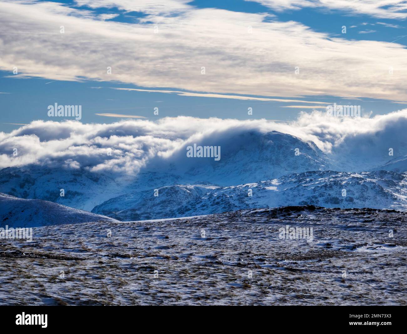 Cloud spilling over Great Gable and the Sca Fell from Hindscarth in the ...