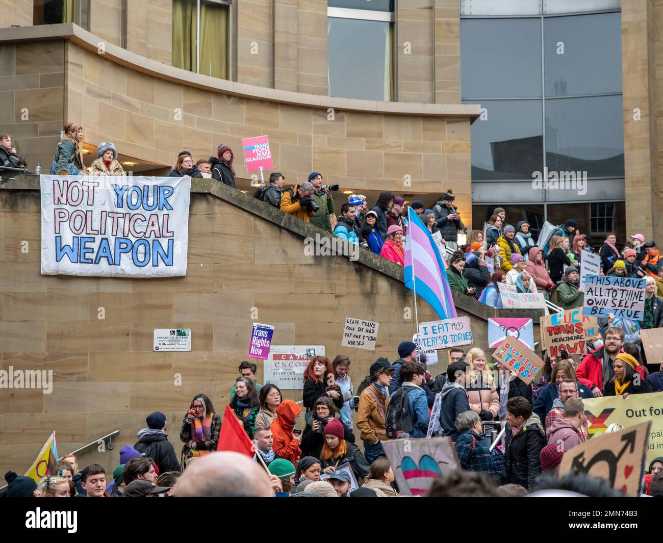 Glasgow, Scotland, UK. January 21st, 2023: A crowd of people at a Pro ...