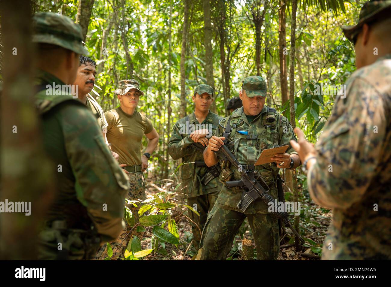 Brazilian Marines evaluate survival tactics demonstrated by Marines ...
