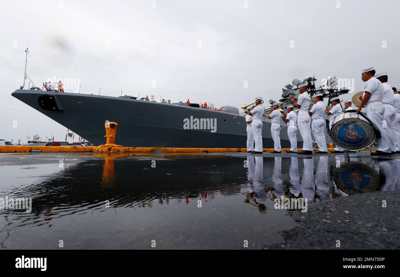 The Philippine Navy band plays to welcome the Russian Navy anti ...