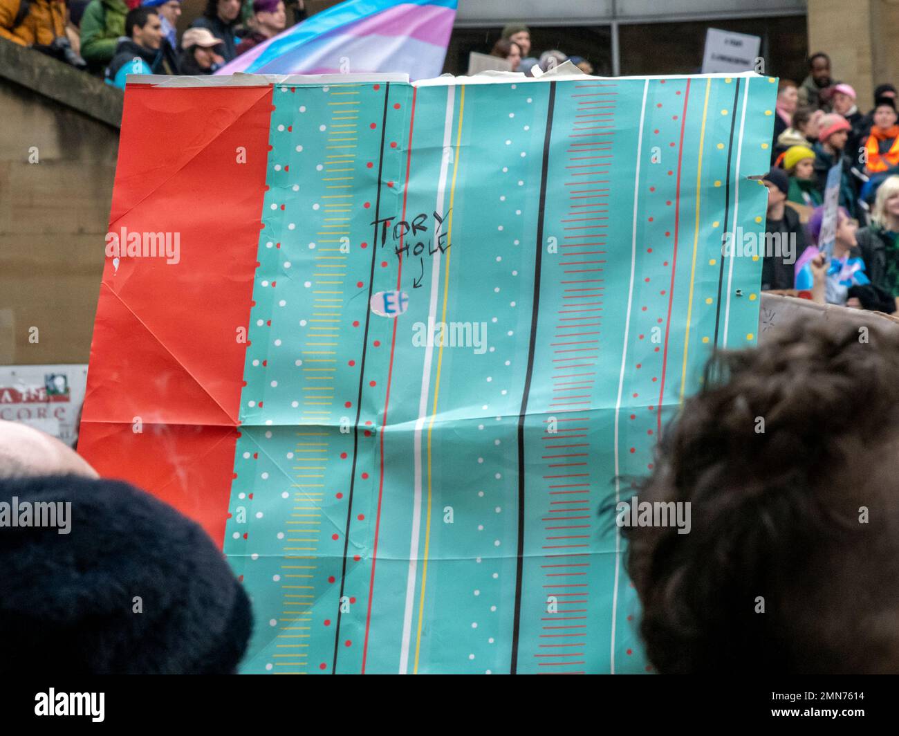Glasgow, Scotland, UK. January 21st, 2023: A crowd at a Pro-Trans rally ...