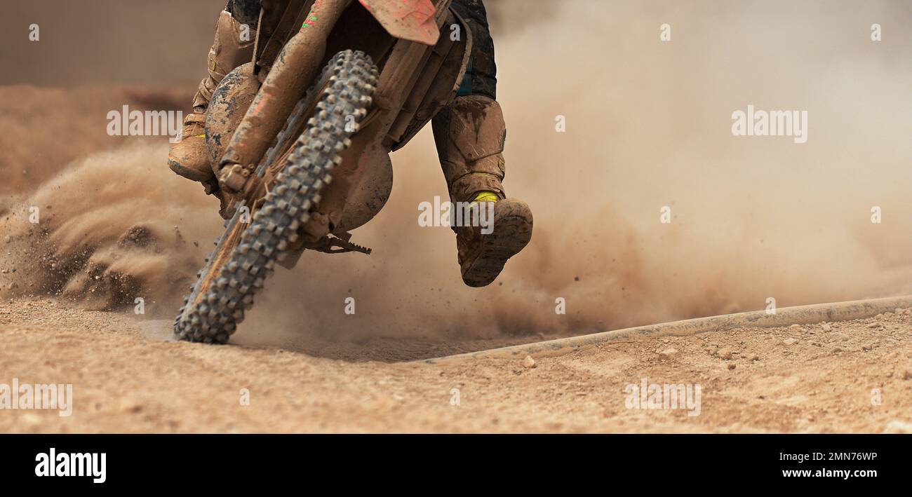 Motocross racer accelerating in dirt track hi-res stock photography and ...