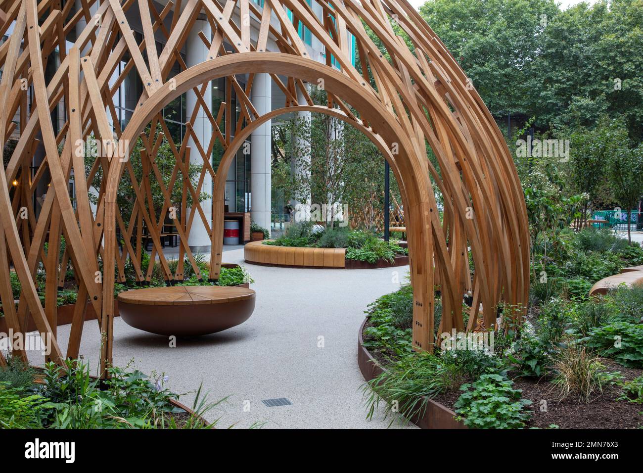 Cloudy view looking in to one of the pavilions, showing the rotating ...