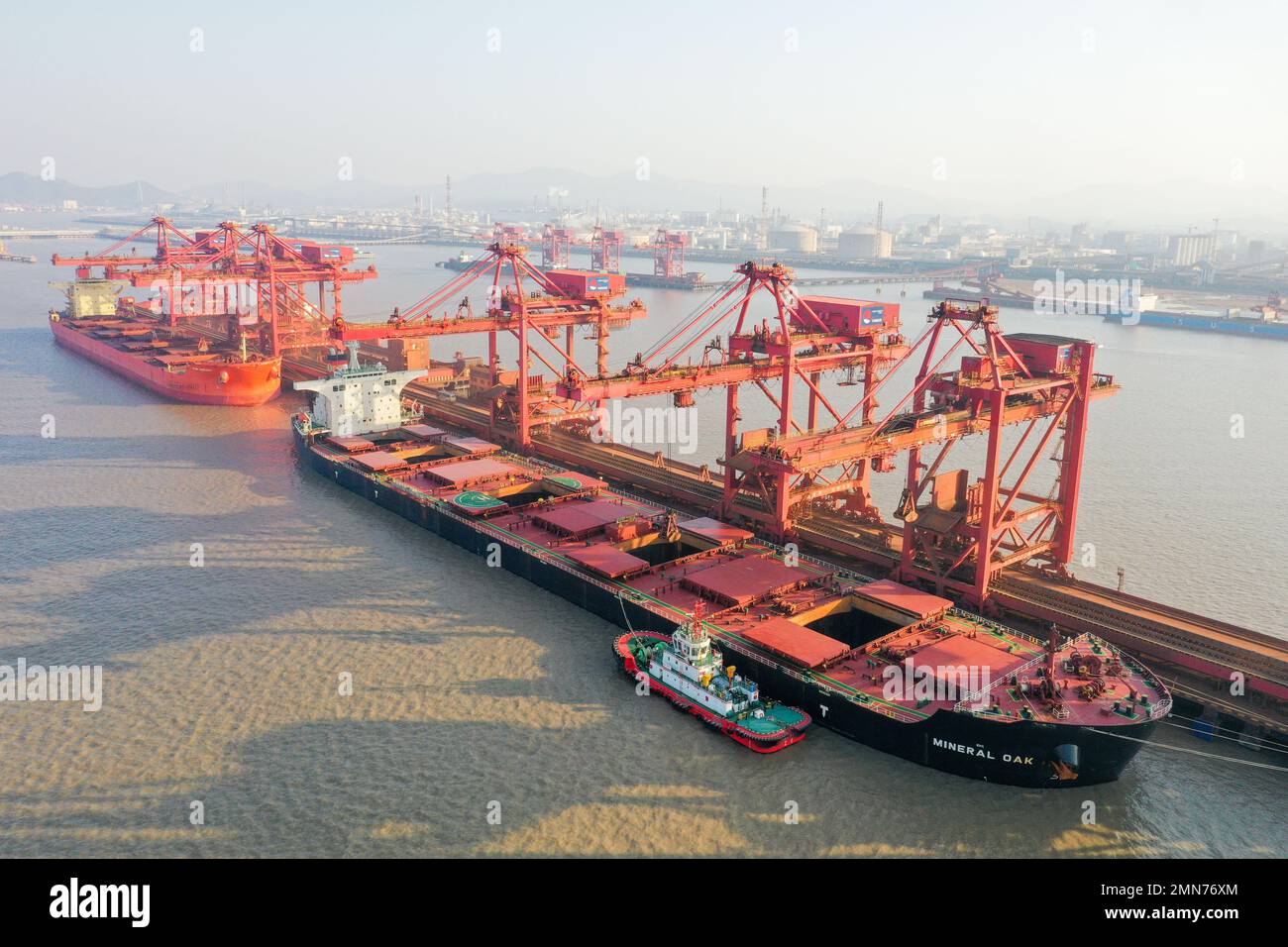 Ningbo. 30th Jan, 2023. This aerial photo taken on Jan. 30, 2023 shows ...