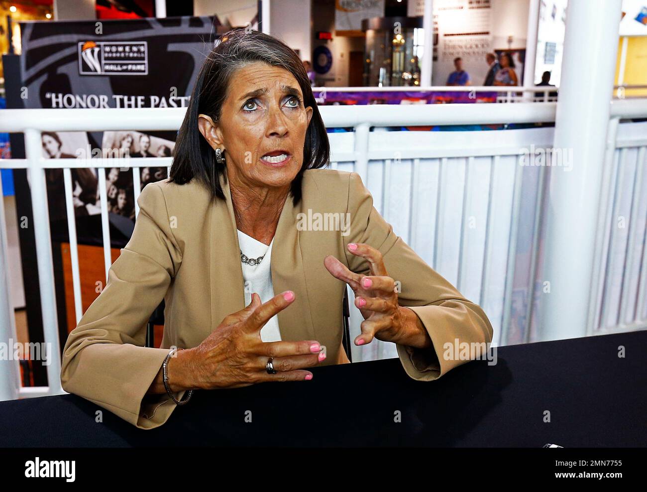 Mickie DeMoss is interviewed at the Women's Basketball Hall of Fame ...