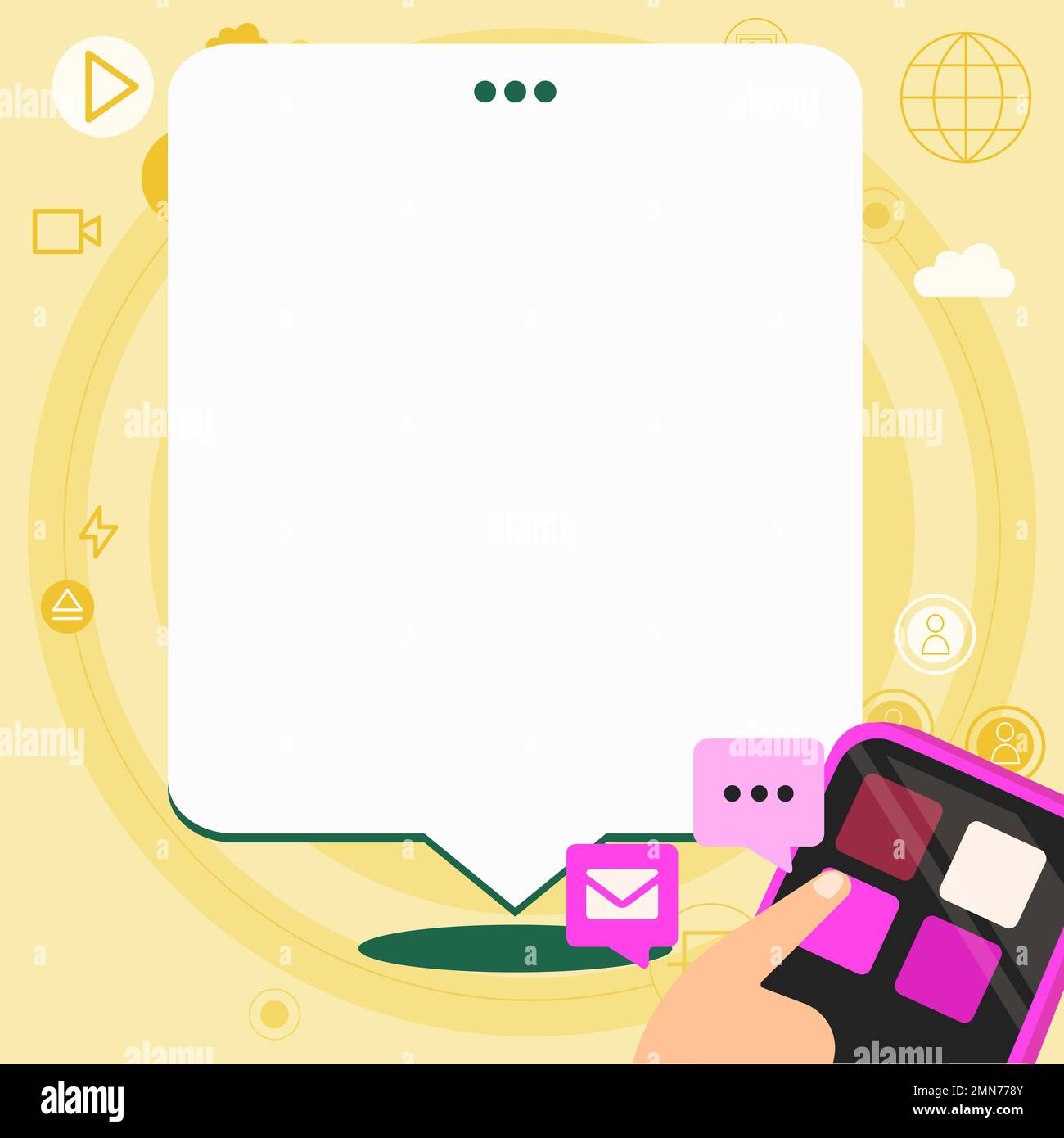 Mobile phone with information on the screen. Bright color illustration ...