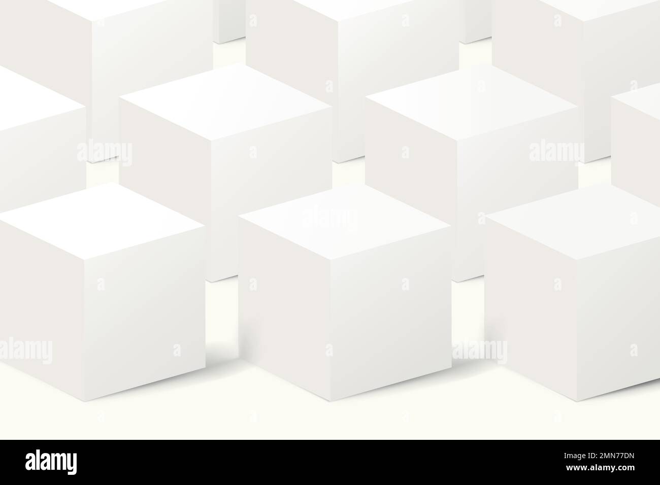 Minimal cube pattern background, white 3D geometric shape vector Stock ...