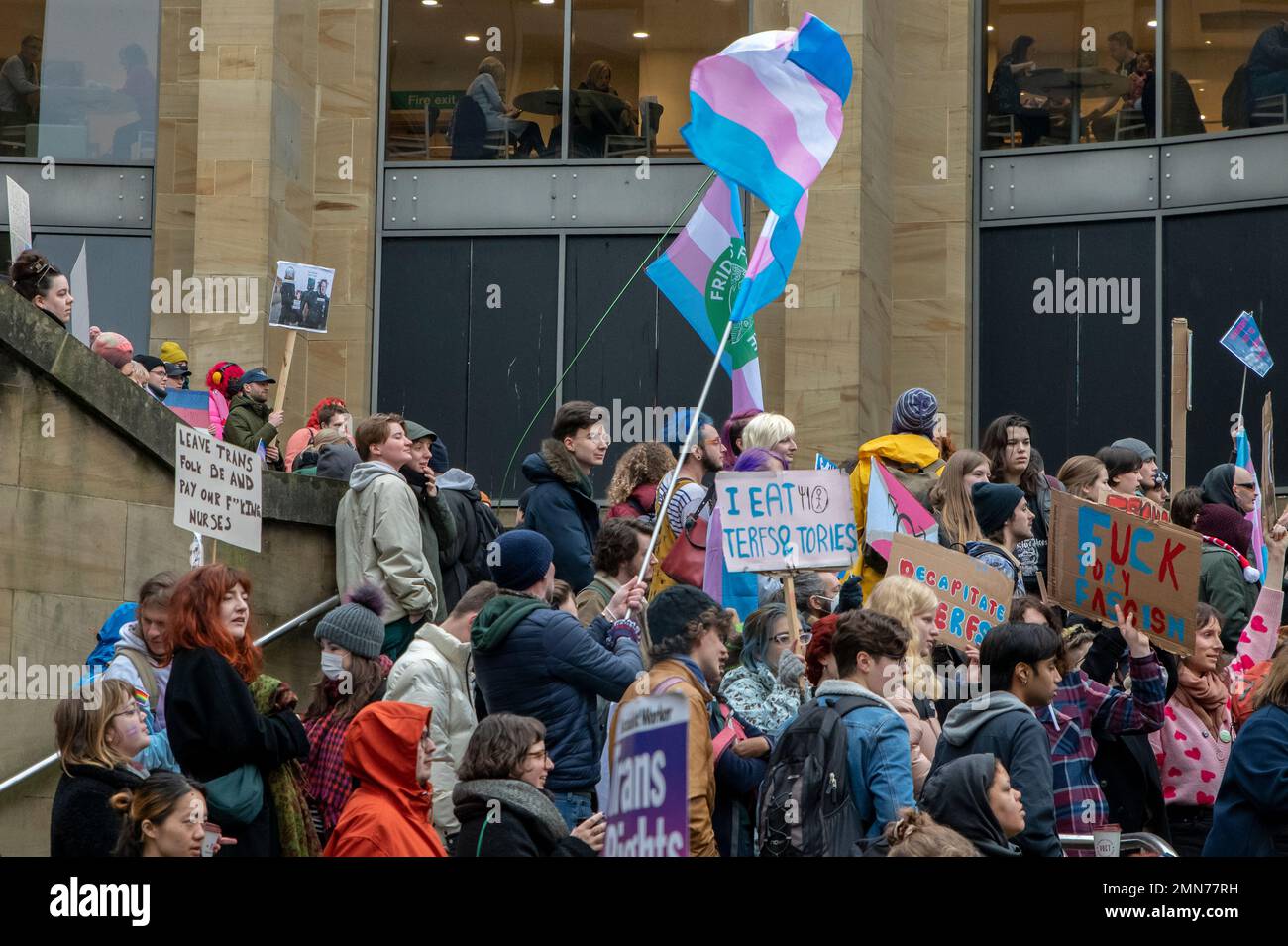 Glasgow, Scotland, UK. January 21st, 2023: A crowd of people at a Pro ...