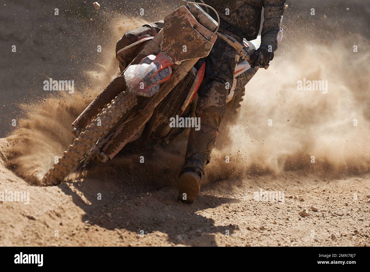 Motocross racer accelerating in dirt track hi-res stock photography and ...