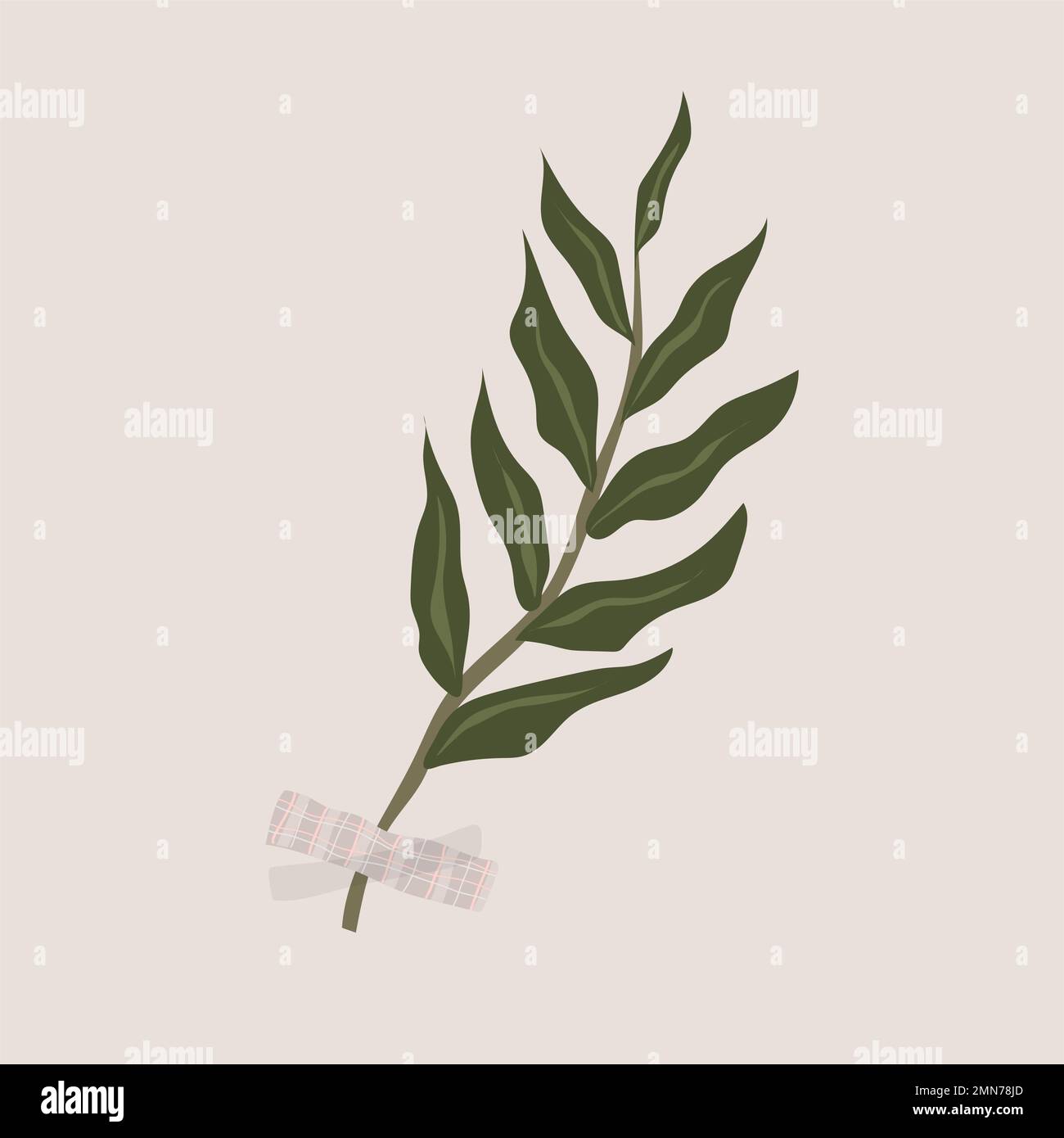Aesthetic Leaf Collage Element Botanical Illustration Vector Stock