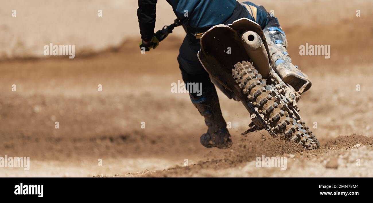 Motocross racer accelerating speed in track,driving in the motocross ...