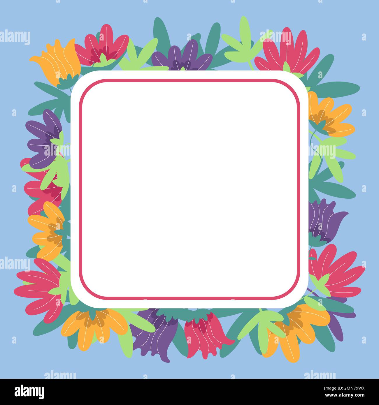 Text Frame Surrounded With Assorted Flowers Hearts And Leaves ...