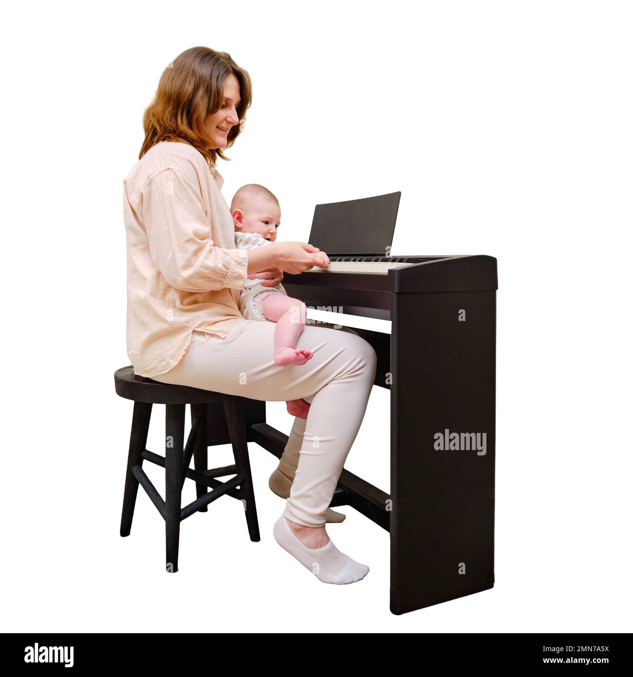 Piano music lesson mother child Cut Out Stock Images & Pictures - Alamy