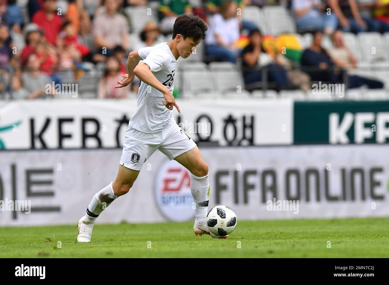 South Korea's Lee Jaesung in action during the friendly soccer match ...