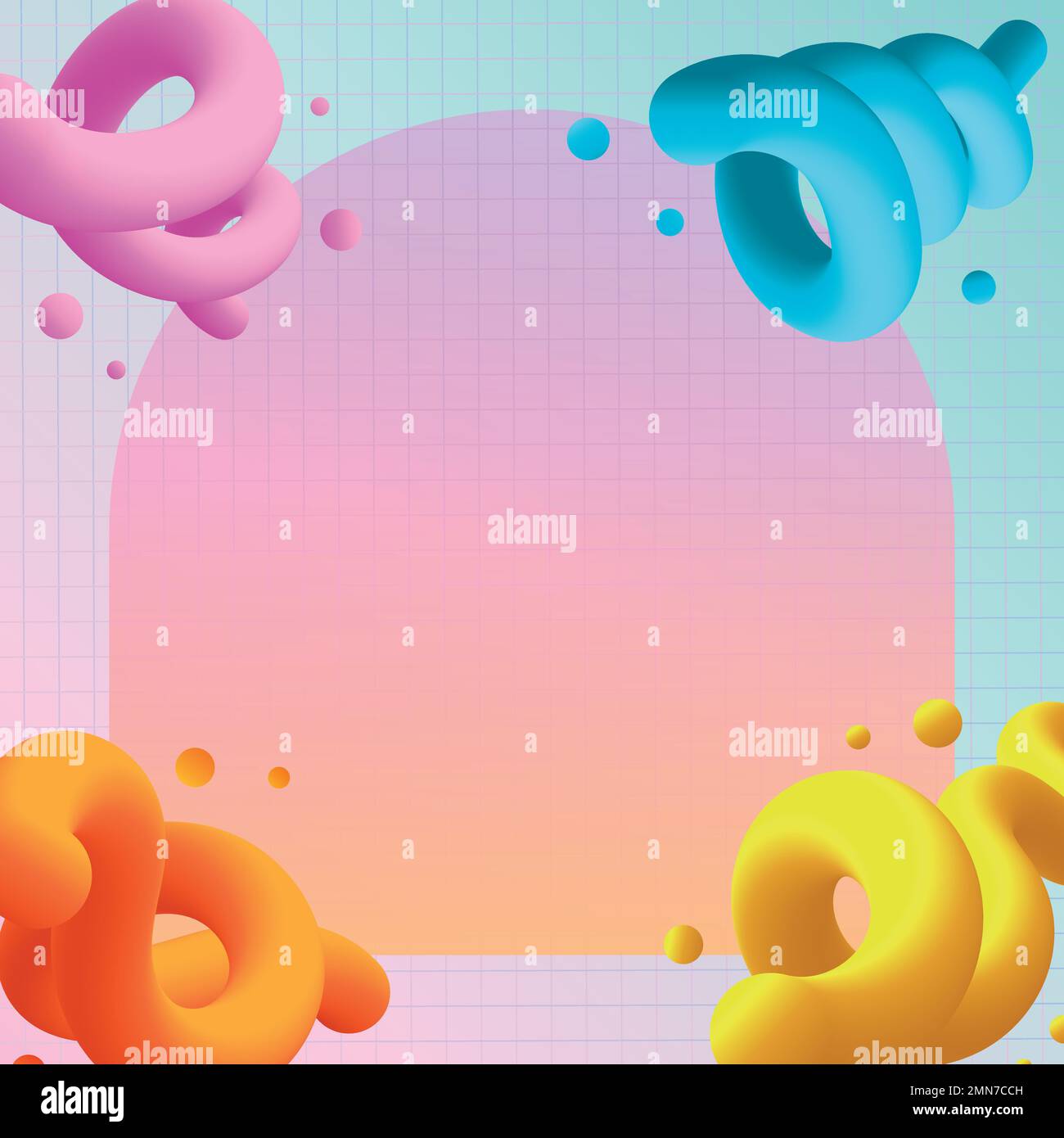 Grid frame background, abstract 3D shapes in colorful design vector ...