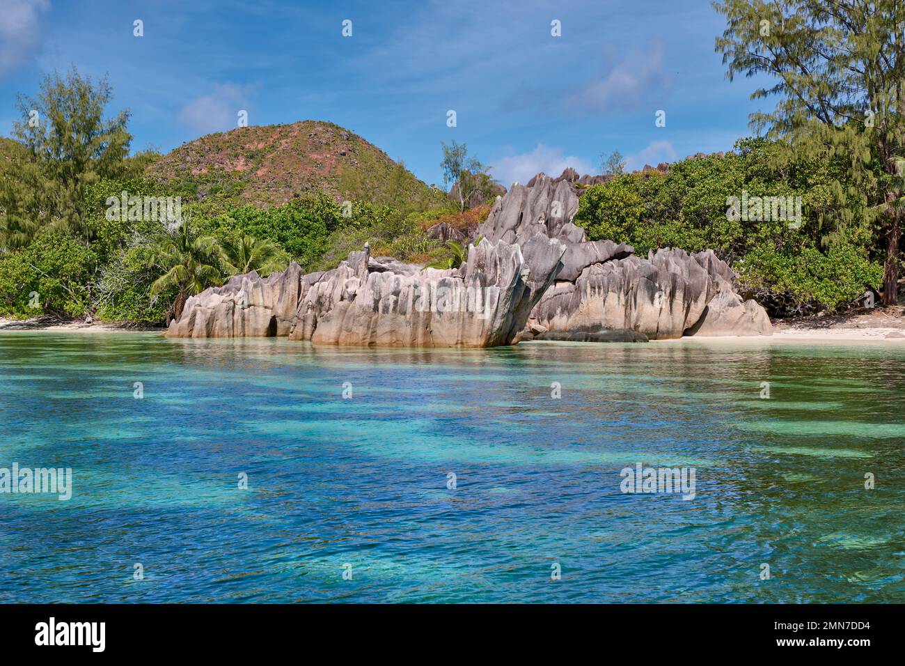 rock formation on beach of Curieuse island, Prasiln Island, Seychelles ...