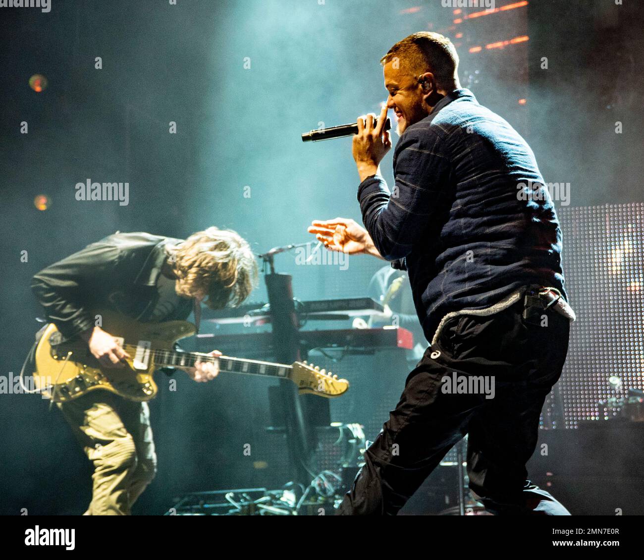 The American pop-rock band Imagine Dragons with lead guitarist Wayne ...