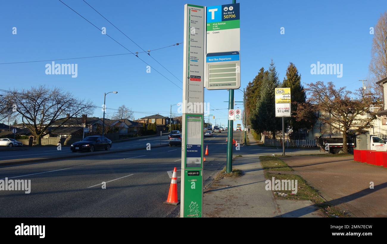 Bus stop in 41st Knight Street Vancouver, British Columbia Canada Stock ...