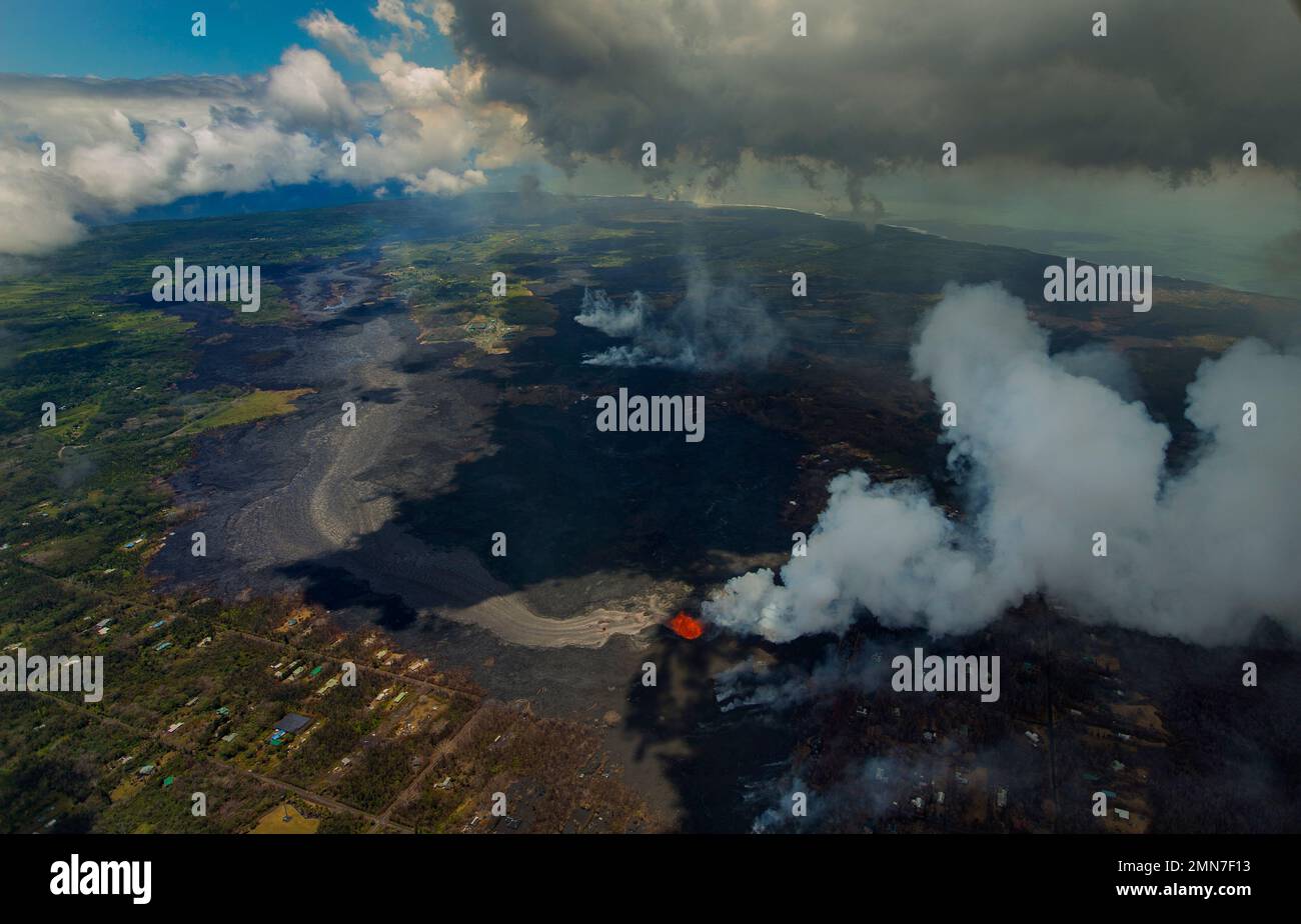 Fissure 8 continues to blast fresh lava several hundred feet in the air ...