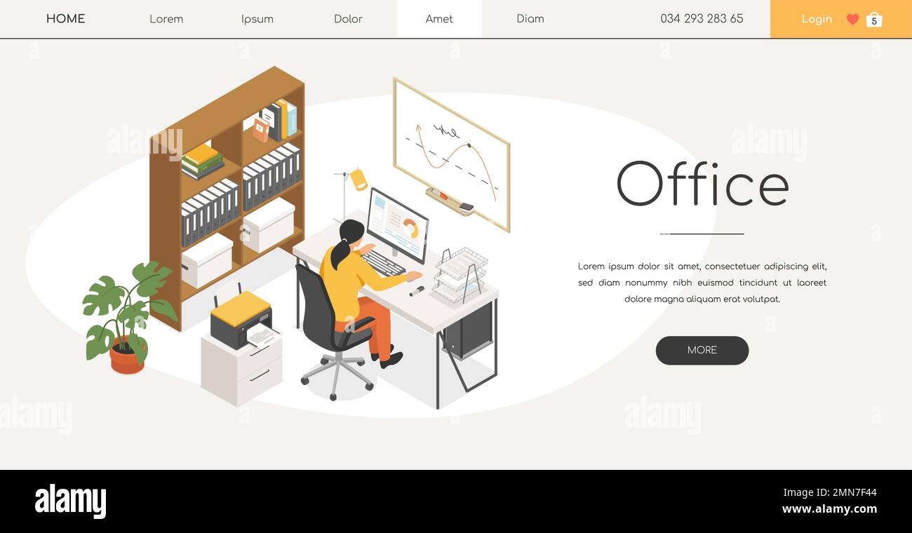 Office - modern vector colorful isometric web banner Stock Vector Image ...
