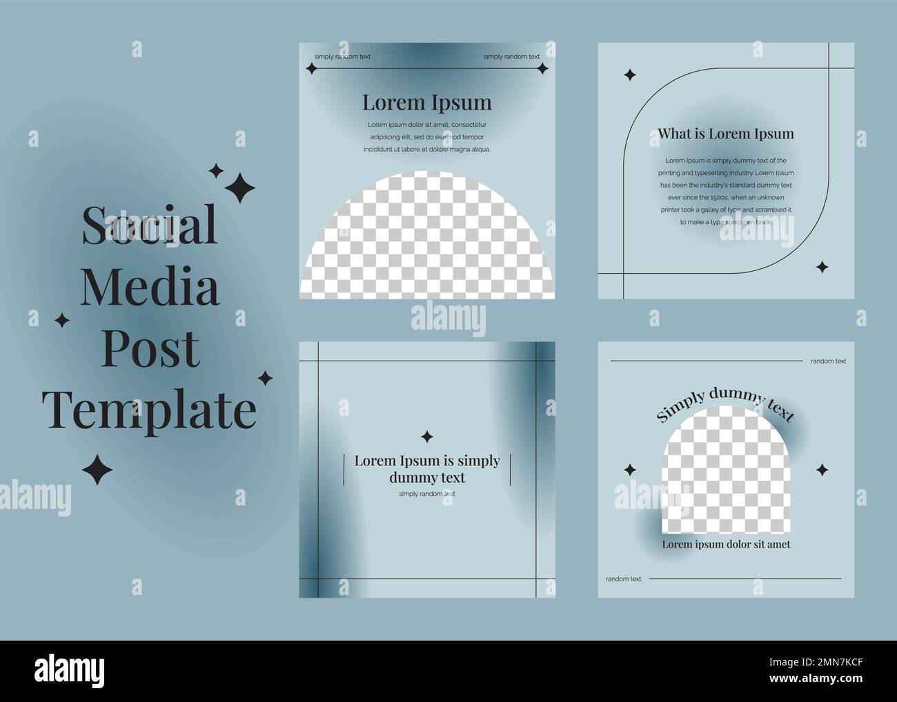 Set of blue fluid gradient templates for social media posts. Cute ...