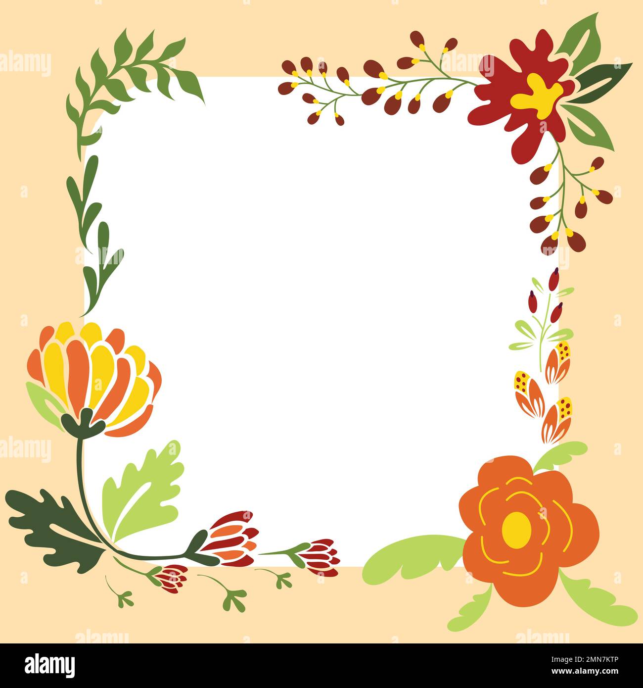 Text Frame Surrounded With Assorted Flowers Hearts And Leaves ...