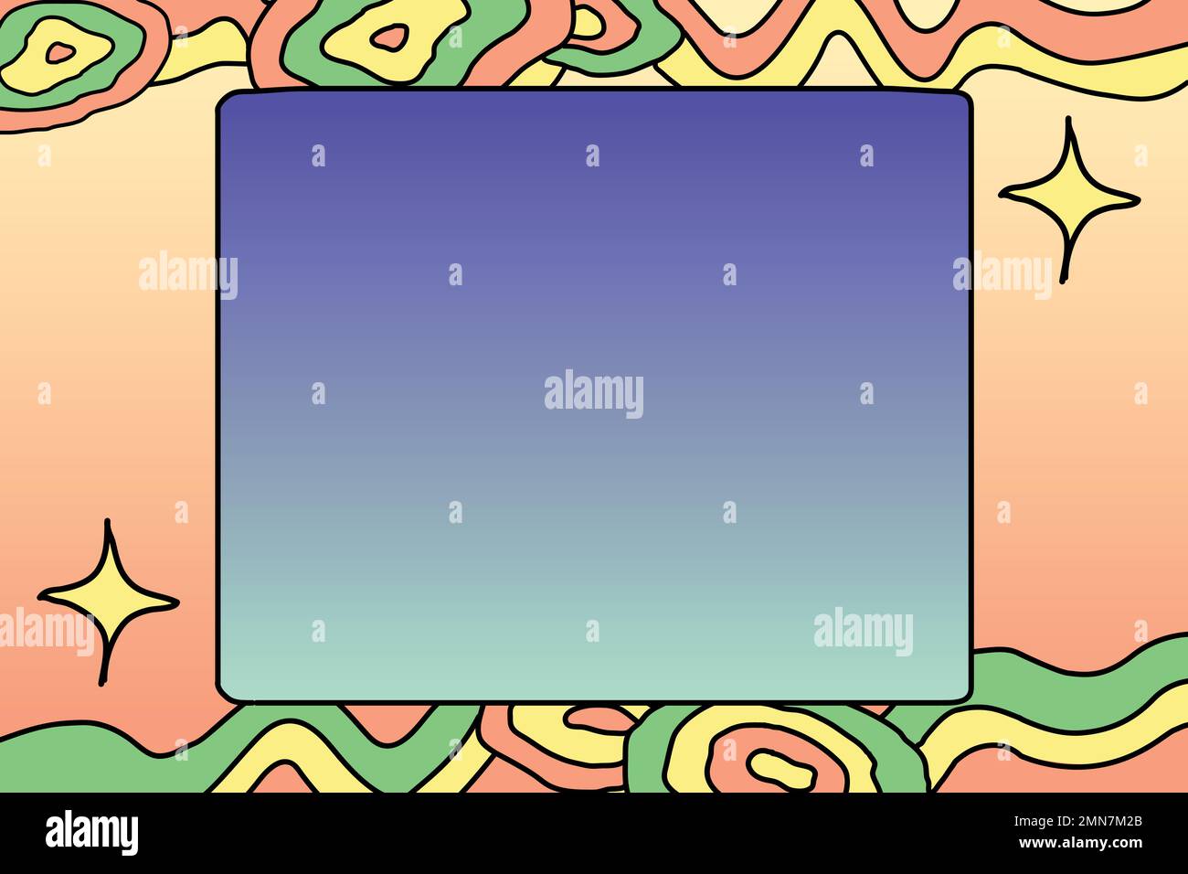 Abstract colorful frame, doodle wiggly lines gradient background vector ...