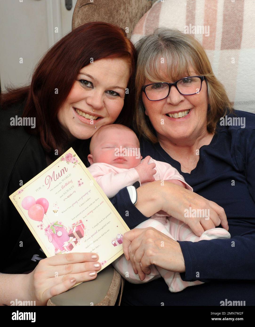 Irvine, North Ayrshire. 30/01/23. 3 generations born on the same date ...