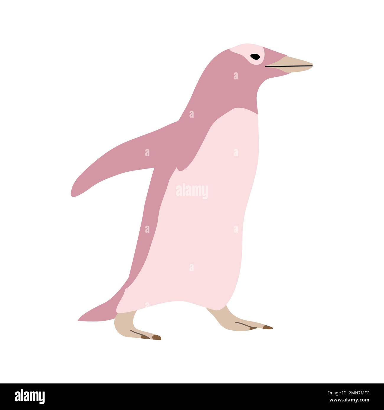 Vector hand drawn flat pink penguin isolated on white background Stock ...