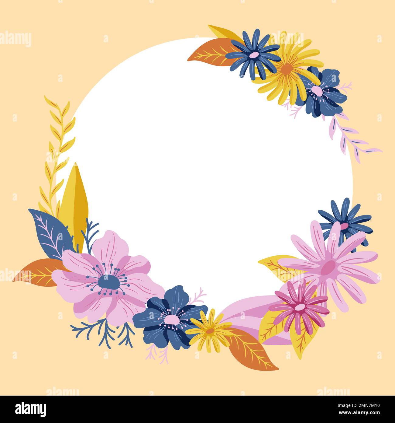 Text Frame Surrounded With Assorted Flowers Hearts And Leaves ...