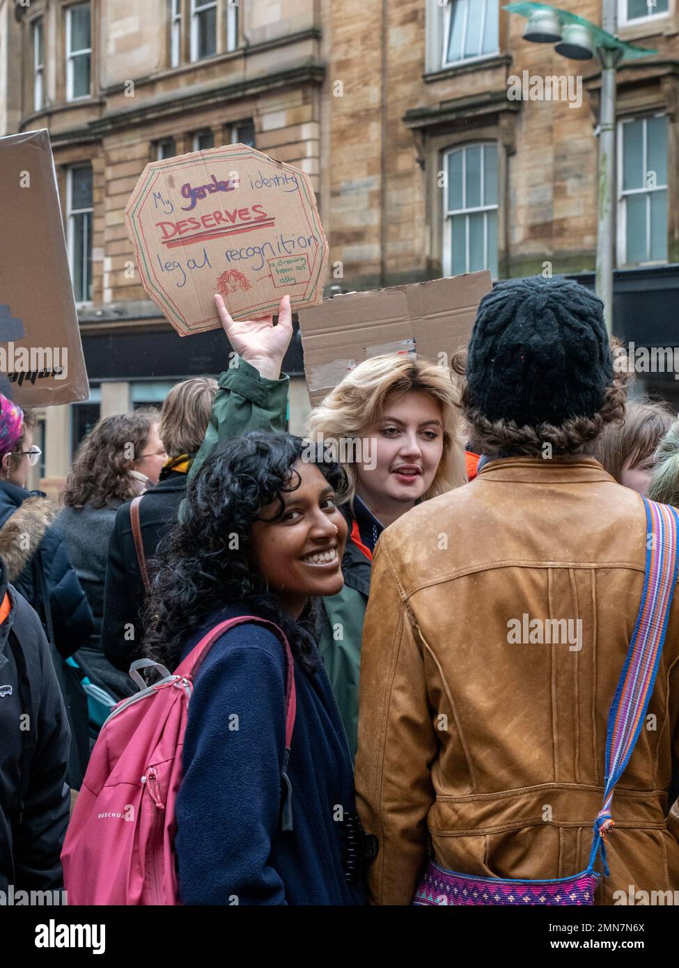 Glasgow, Scotland, UK. January 21st, 2023: A crowd of people at a Pro ...