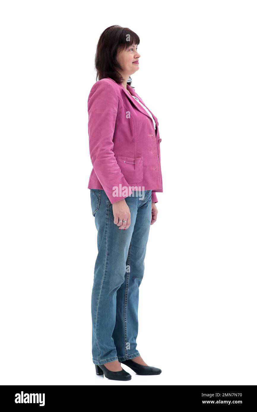 side view. modern adult woman looking forward Stock Photo - Alamy