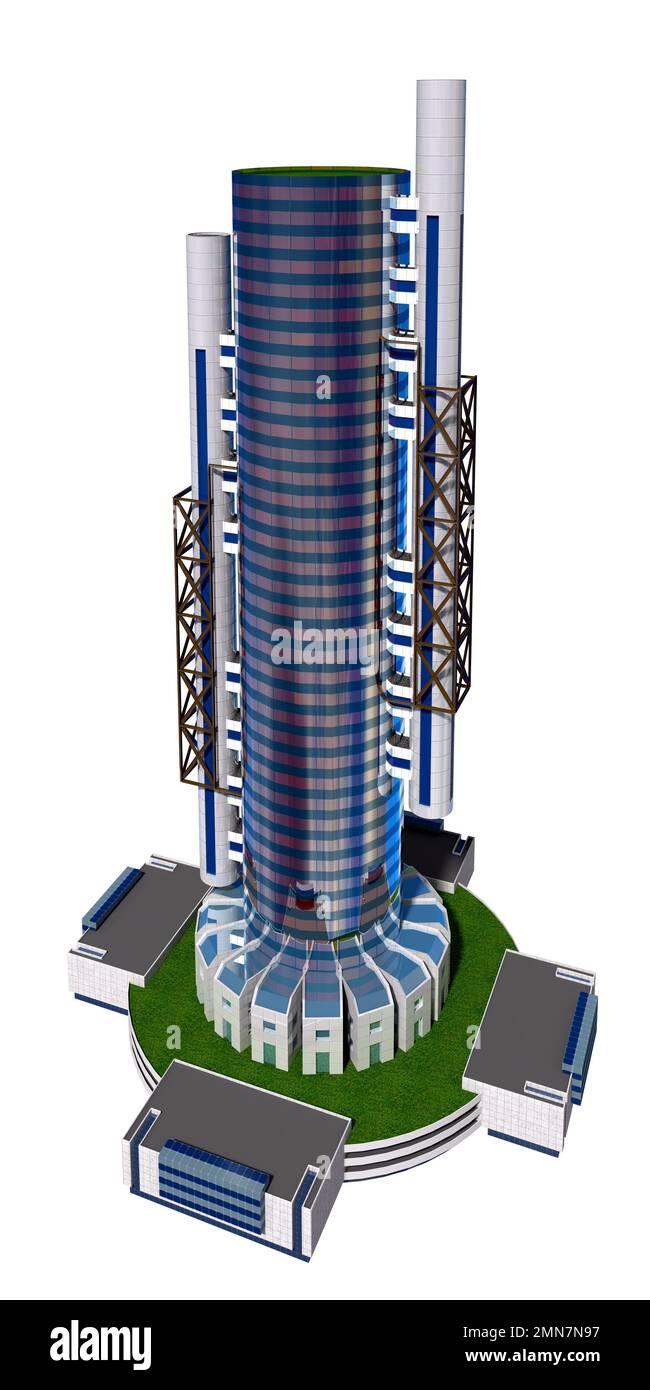 Futuristic city architecture rendered with the isolation path included ...