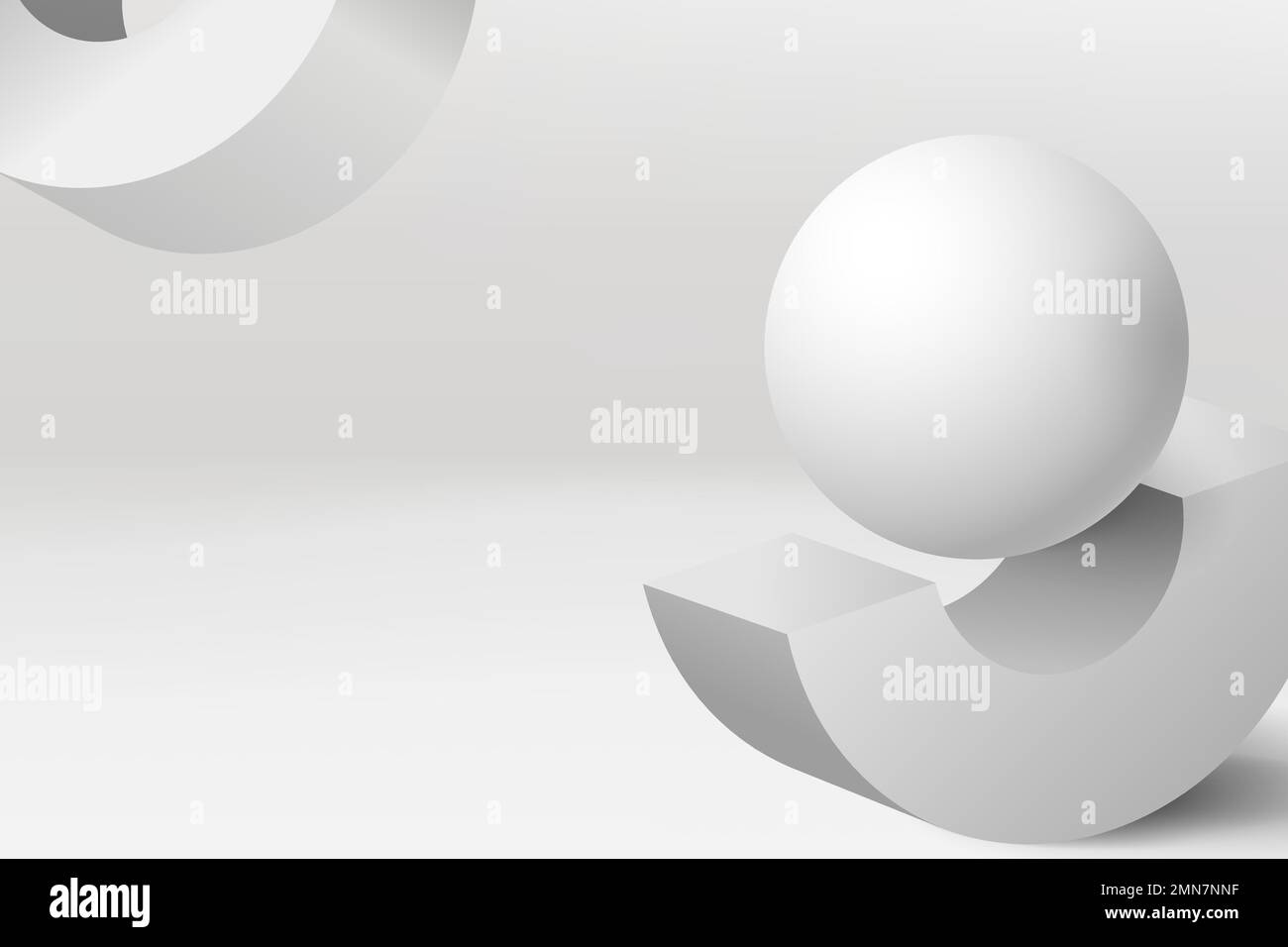 Geometric minimal background, 3D rendered shape in white vector Stock ...