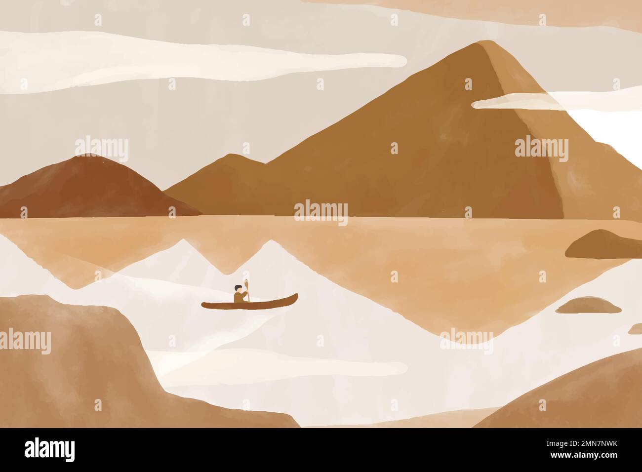 Mountains reflection, landscape scenery watercolor vector Stock Vector Image & Art - Alamy