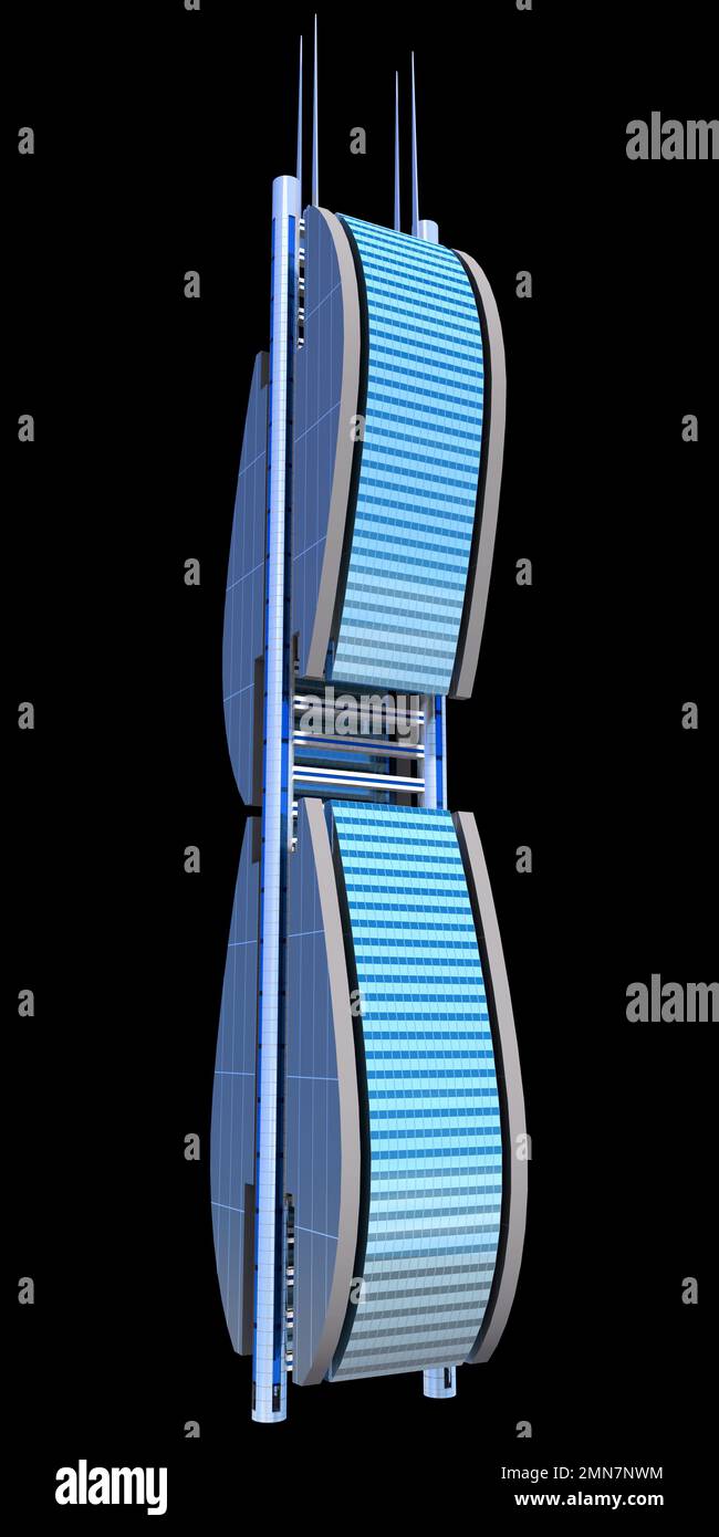 Futuristic city skyscraper architecture rendered with the isolation ...