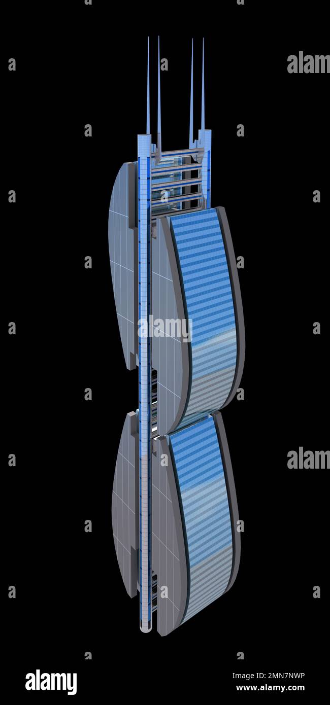 Futuristic city architecture rendered with the isolation path included ...