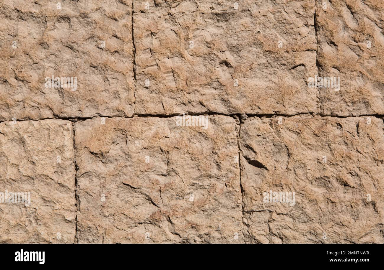 Masonry walls of natural sand color. Stone texture close-up ...