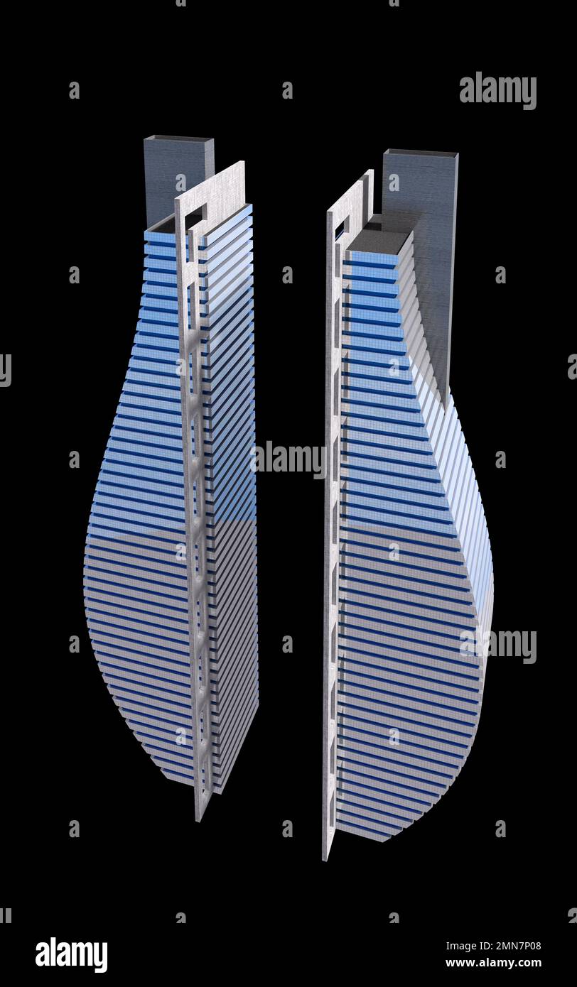 Futuristic city architecture rendered with the isolation path included ...