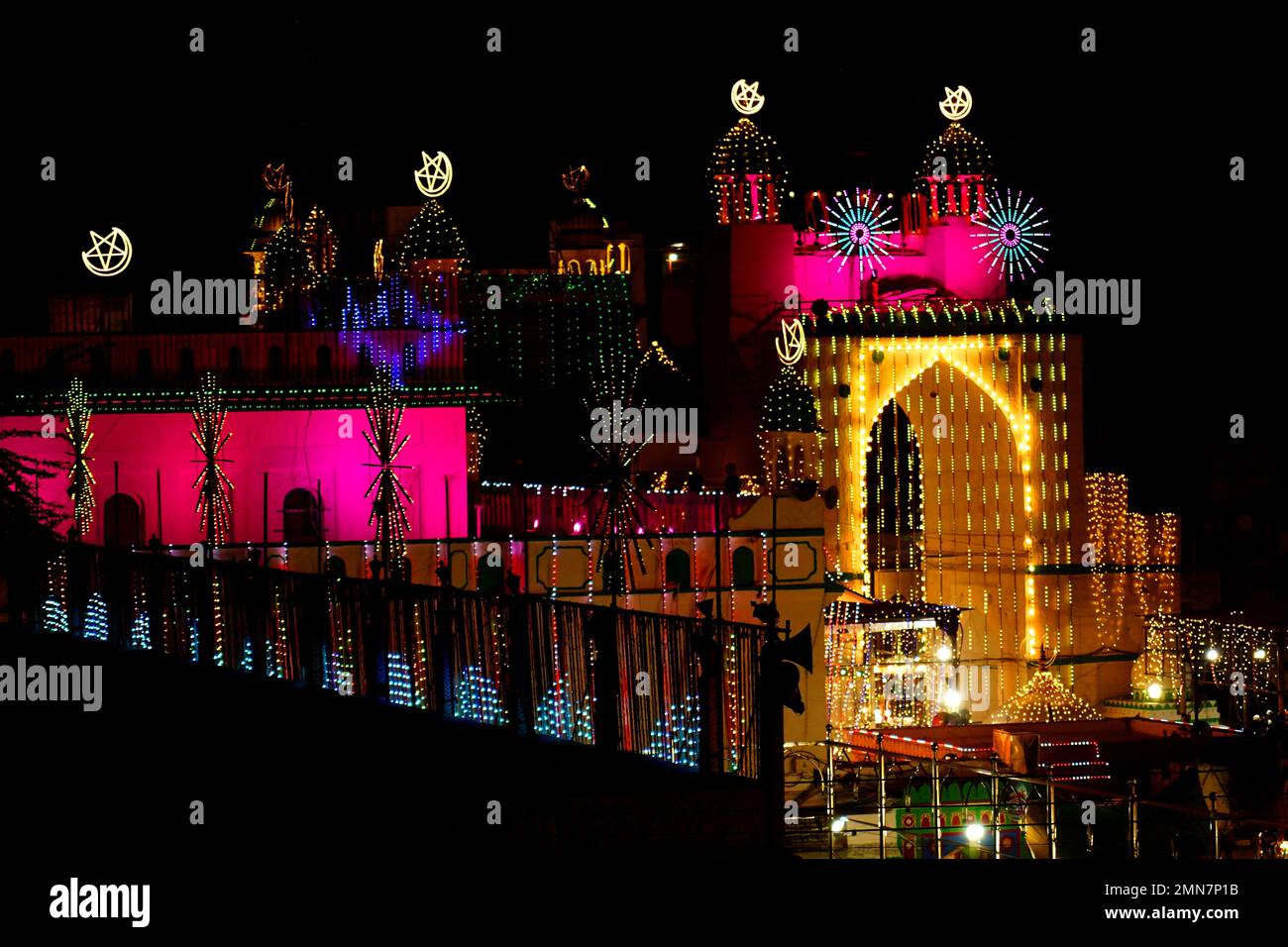 On 25 January 2023. lluminated view of Ajmer Dargah Sharif during urs ...