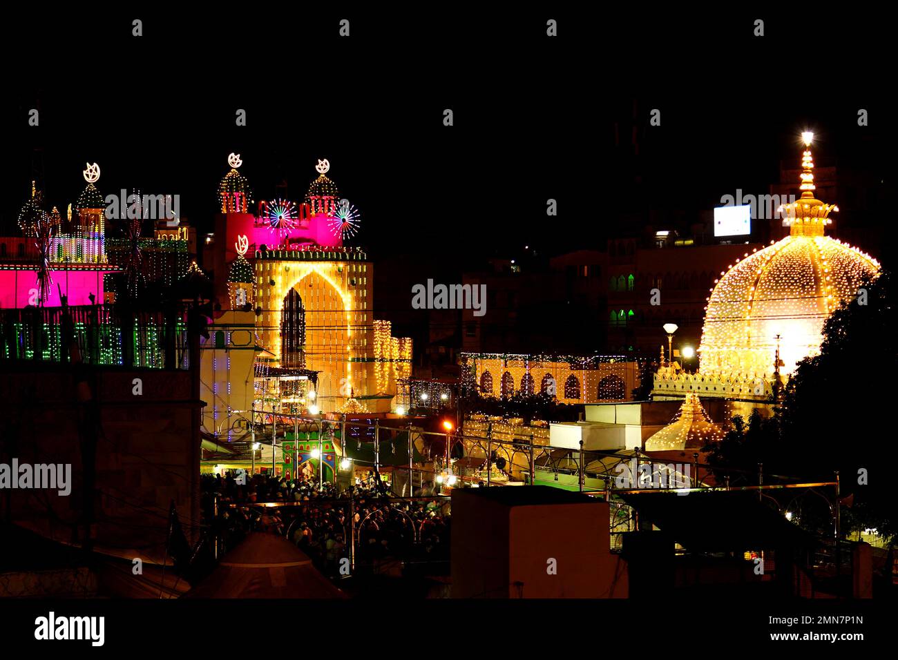 On 25 January 2023. lluminated view of Ajmer Dargah Sharif during urs ...