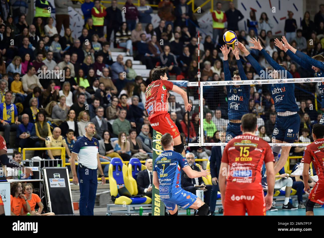 Pala AGSM-AIM, Verona, Italy, January 29, 2023, Mattia Bottolo (Cucine Lube civitanova) during ...