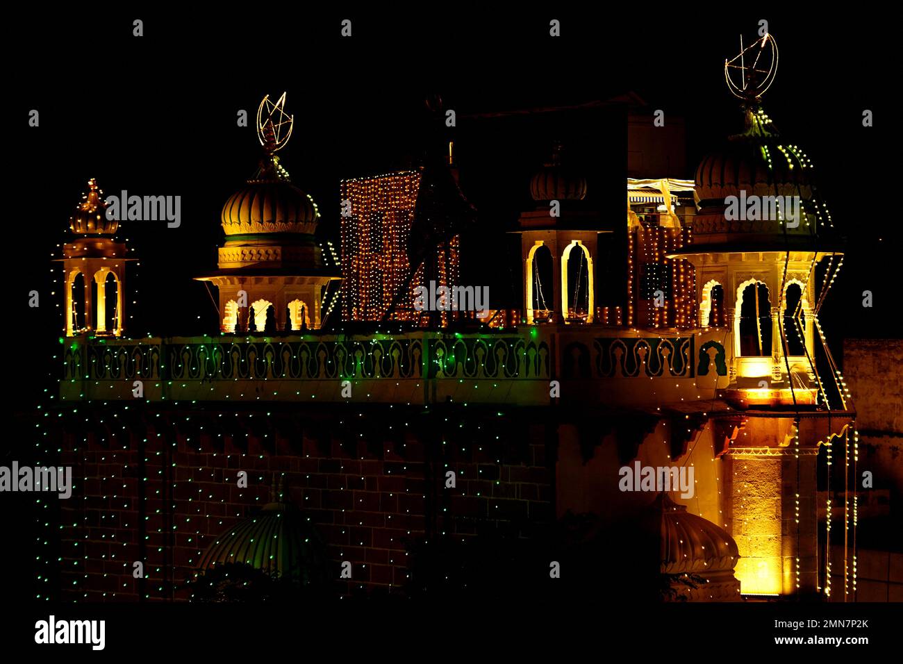 On 25 January 2023. lluminated view of Ajmer Dargah Sharif during urs ...