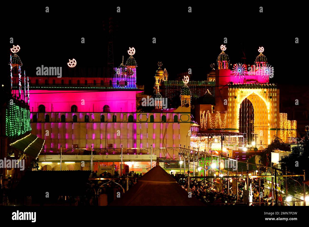 On 25 January 2023. lluminated view of Ajmer Dargah Sharif during urs ...