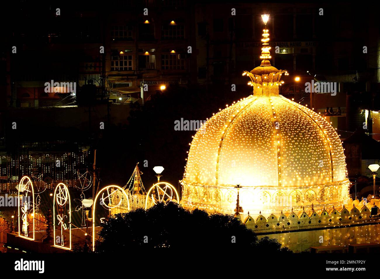 On 25 January 2023. lluminated view of Ajmer Dargah Sharif during urs ...