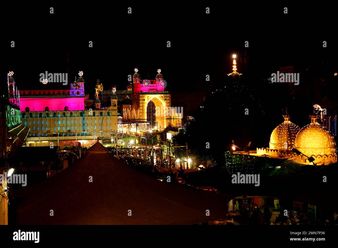 On 25 January 2023. lluminated view of Ajmer Dargah Sharif during urs ...